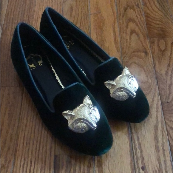 Modcloth | Shoes | Emerald Green Velvet Fox Flats | Poshmark